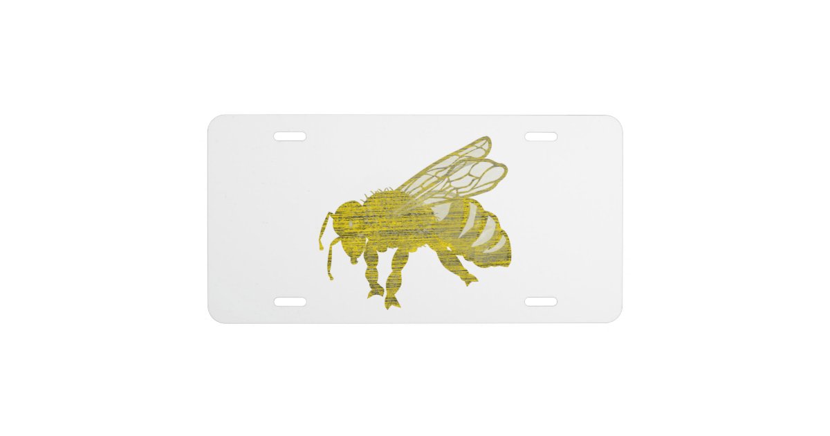 Letterpress Bee License Plate | Zazzle