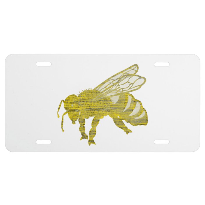 Letterpress Bee License Plate | Zazzle.com