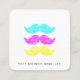 Letterpress Style CMY Mustaches Square Business Card | Zazzle