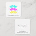Letterpress Style CMY Mustaches Square Business Card | Zazzle