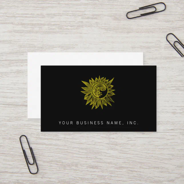 Letterpress Style Sun Business Card | Zazzle