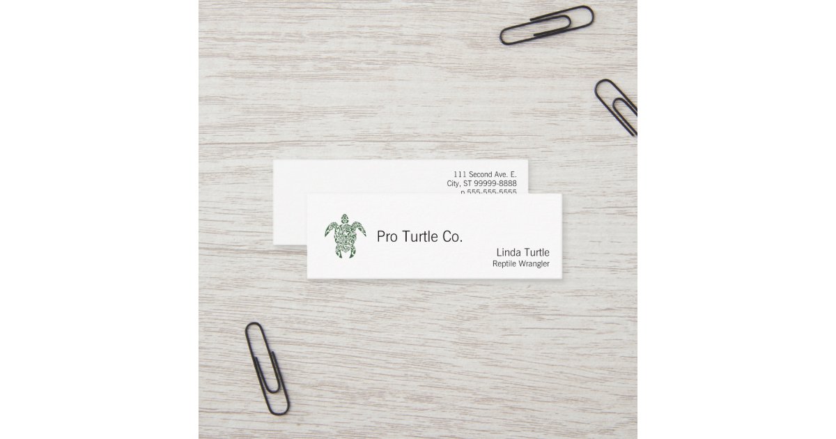 Letterpress Tribal Style Turtle Mini Business Card | Zazzle