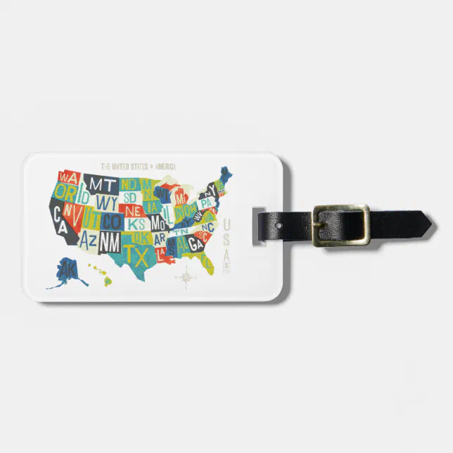 Letterpress USA Map Luggage Tag | Zazzle