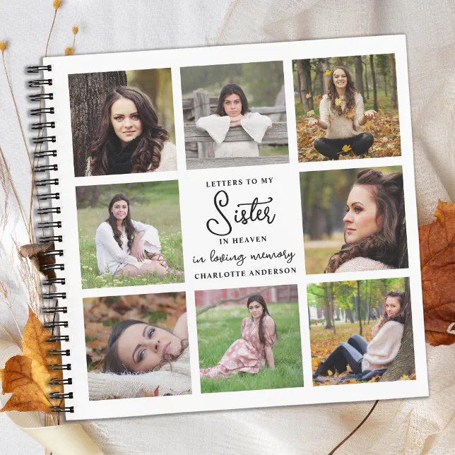 Letters To Heaven 8 Photo Collage Grief Grieving Notebook | Zazzle