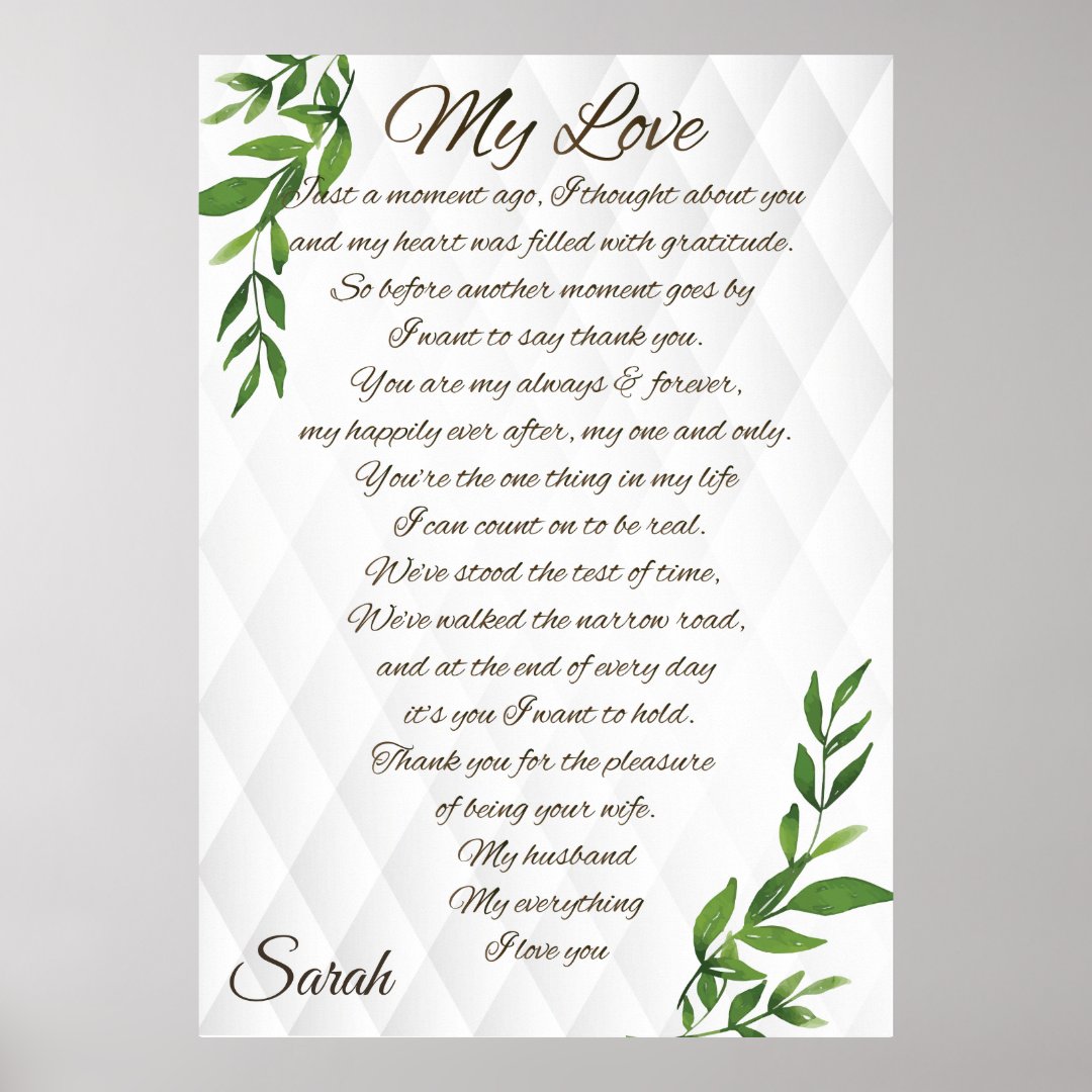 Letters to my Husband love elegant luxury Poster | Zazzle