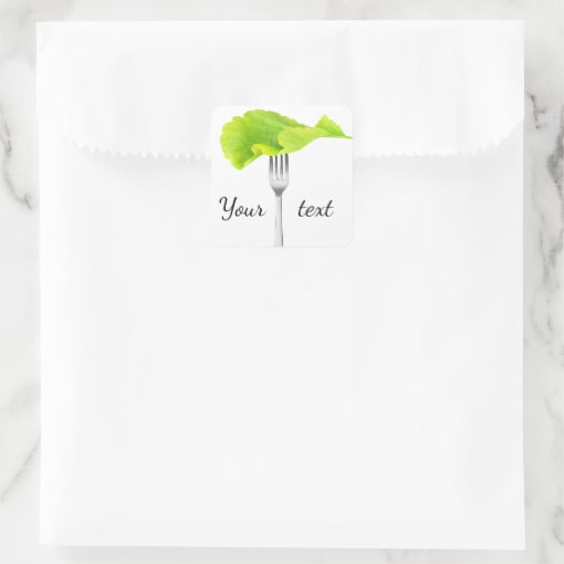 Lettuce leaf on a fork square sticker | Zazzle
