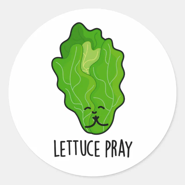 Lettuce Pray Funny Veggie Pun Classic Round Sticker | Zazzle