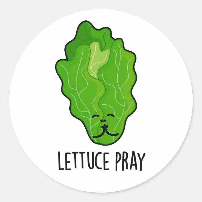 Lettuce Pray Funny Veggie Pun Classic Round Sticker | Zazzle