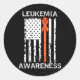 Leukemia Awareness American Flag Orange Ribbon Classic Round Sticker ...