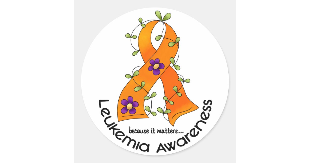 LEUKEMIA AWARENESS Flower Ribbon 1 Classic Round Sticker | Zazzle