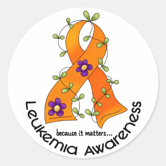 LEUKEMIA AWARENESS Flower Ribbon 1 Classic Round Sticker | Zazzle.com