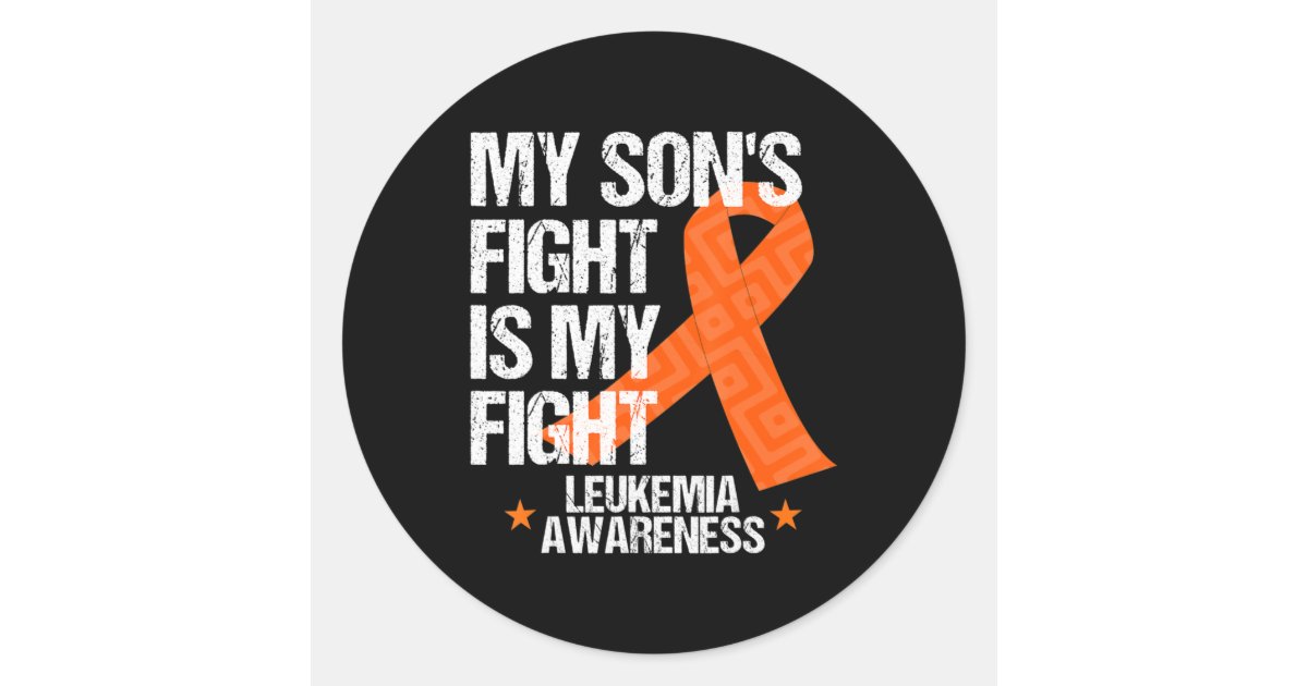 Leukemia Awareness Son Fight Orange Ribbon Gift Classic Round Sticker ...