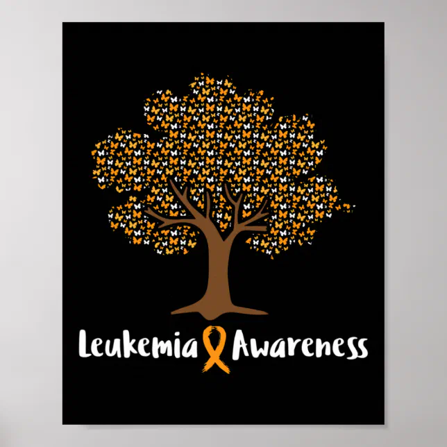 Leukemia Awareness Tree Orange Ribbon Cancer Survi Poster | Zazzle
