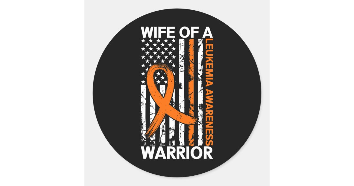 Leukemia Awareness USA US American Flag For Women Classic Round Sticker ...