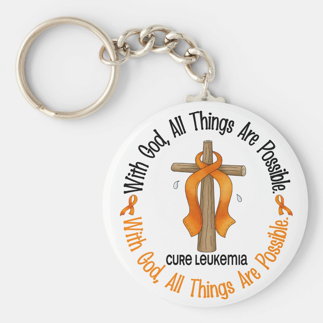 Leukemia Awareness WITH GOD CROSS Keychain | Zazzle