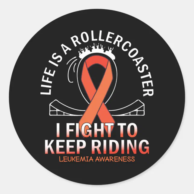 Leukemia cancer awareness orange ribbon classic round sticker | Zazzle