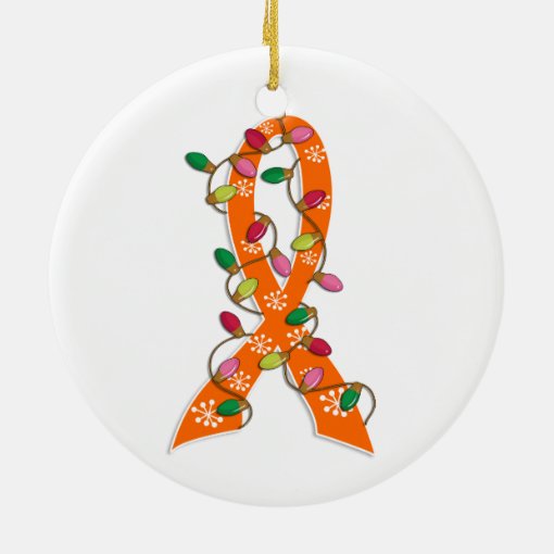 Leukemia Christmas Lights Ribbon Ceramic Ornament | Zazzle