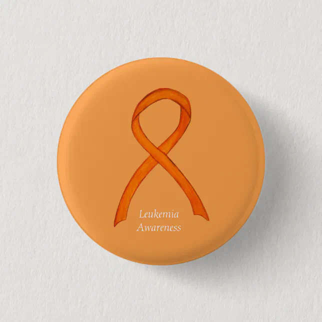 Leukemia Orange Awareness Ribbon Custom Art Pins | Zazzle