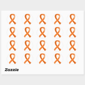 Leukemia Orange Ribbon 3 Classic Round Sticker | Zazzle