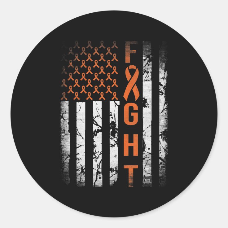Leukemia Ribbon Fight American Flag Leukemia Aware Classic Round ...