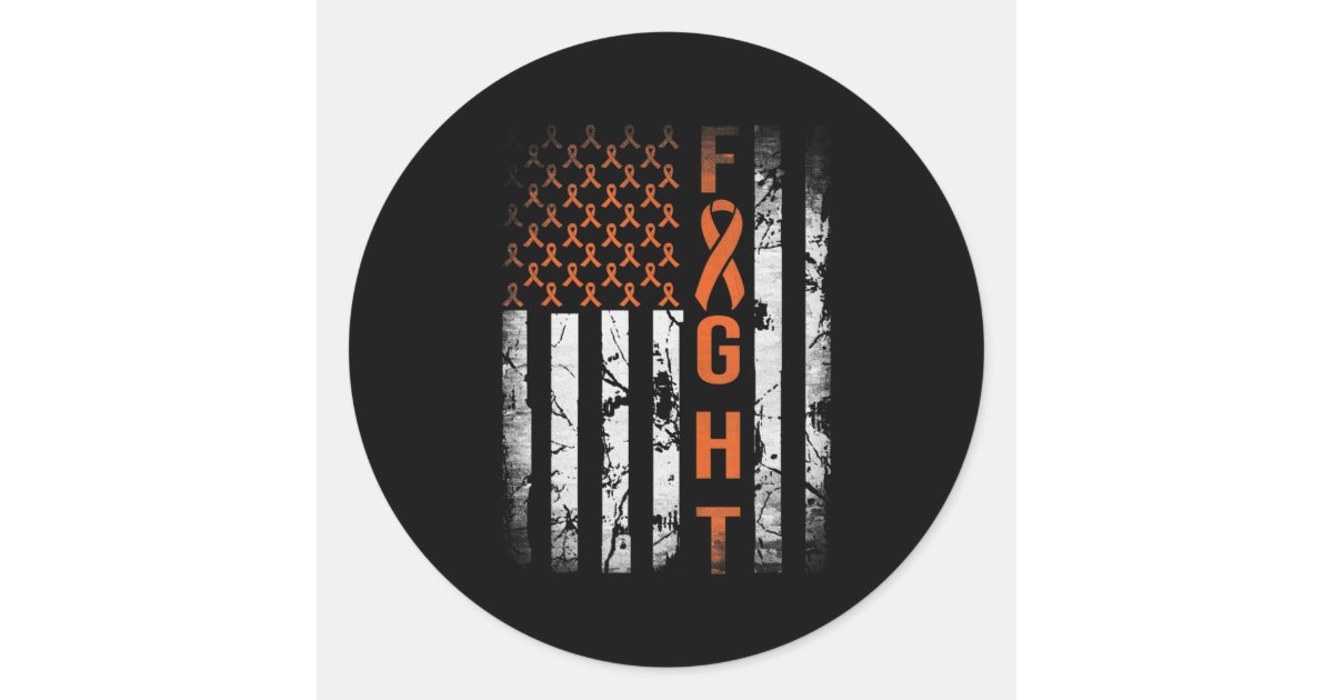 Leukemia Ribbon Fight American Flag Leukemia Aware Classic Round ...
