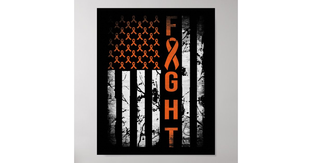 Leukemia Ribbon Fight American Flag Leukemia Aware Poster | Zazzle