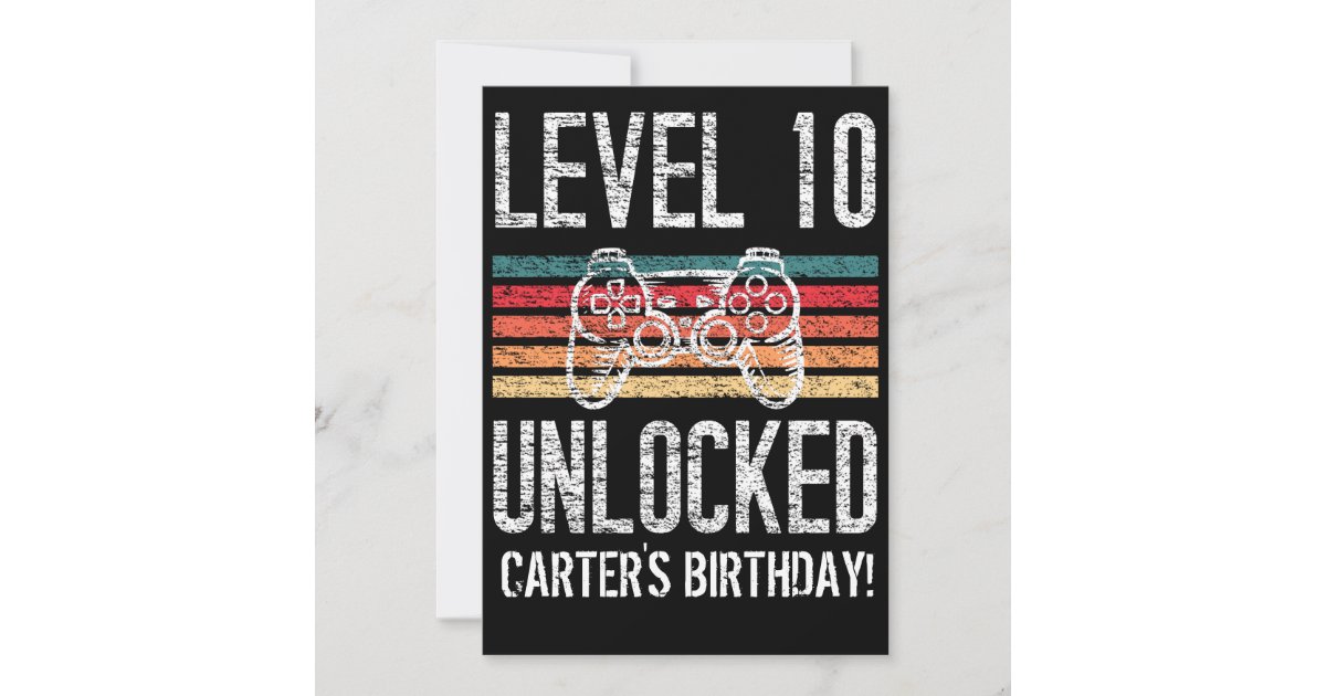 Level 10 Unlocked 10th Birthday Personalized Invitation | Zazzle