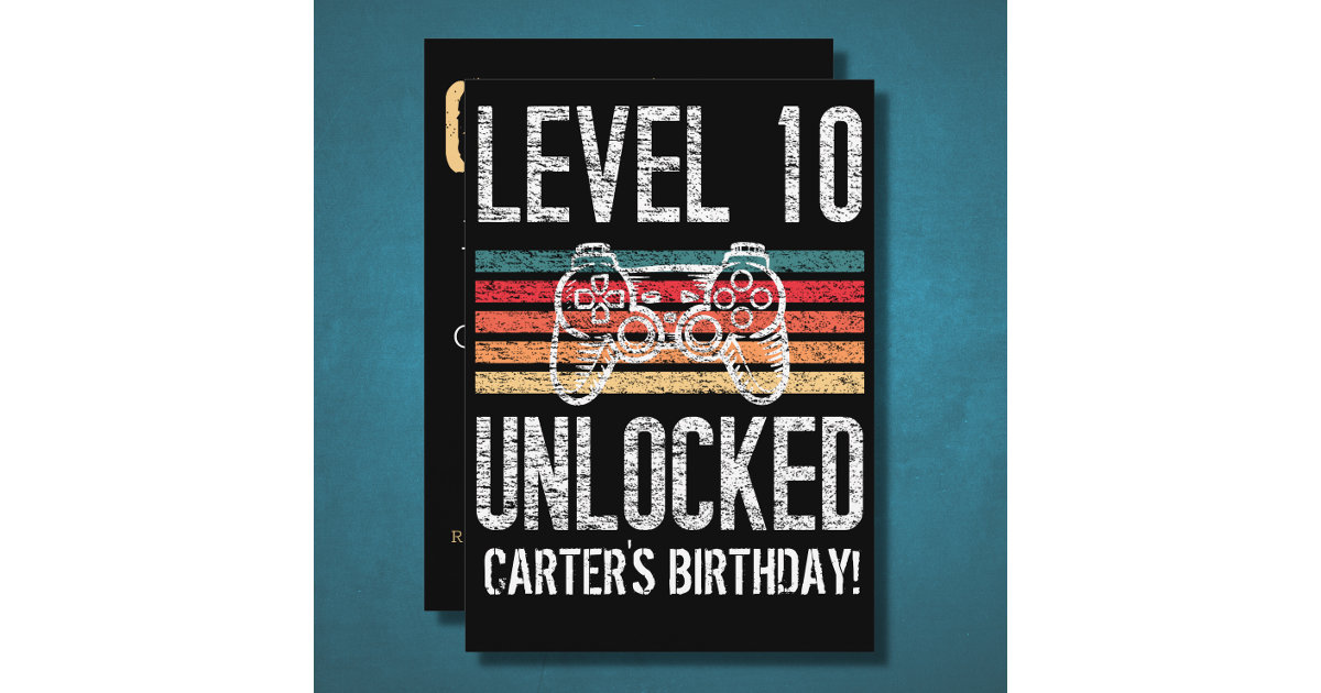 Level 10 Unlocked 10th Birthday Personalized Invitation | Zazzle