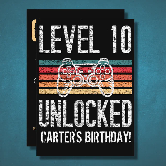 Level 10 Unlocked 10th Birthday Personalized Invitation | Zazzle