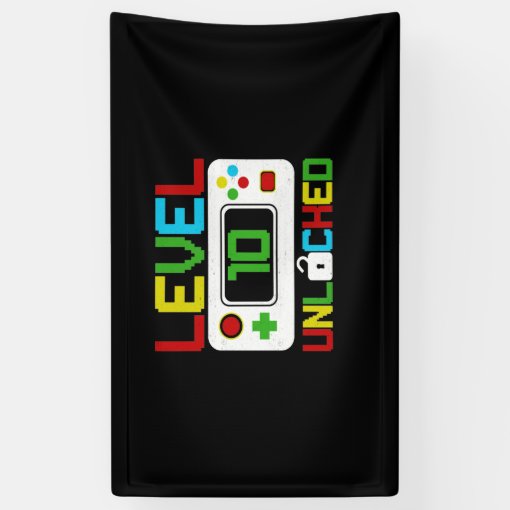 Level 10 Unlocked Video Game 10th Birthday Gift Banner | Zazzle