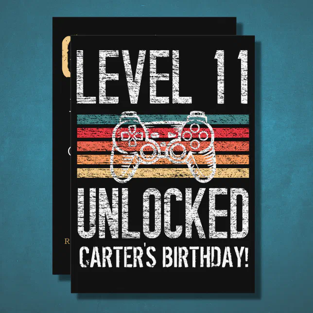 Level 11 Unlocked 11th Birthday Personalized Invitation | Zazzle