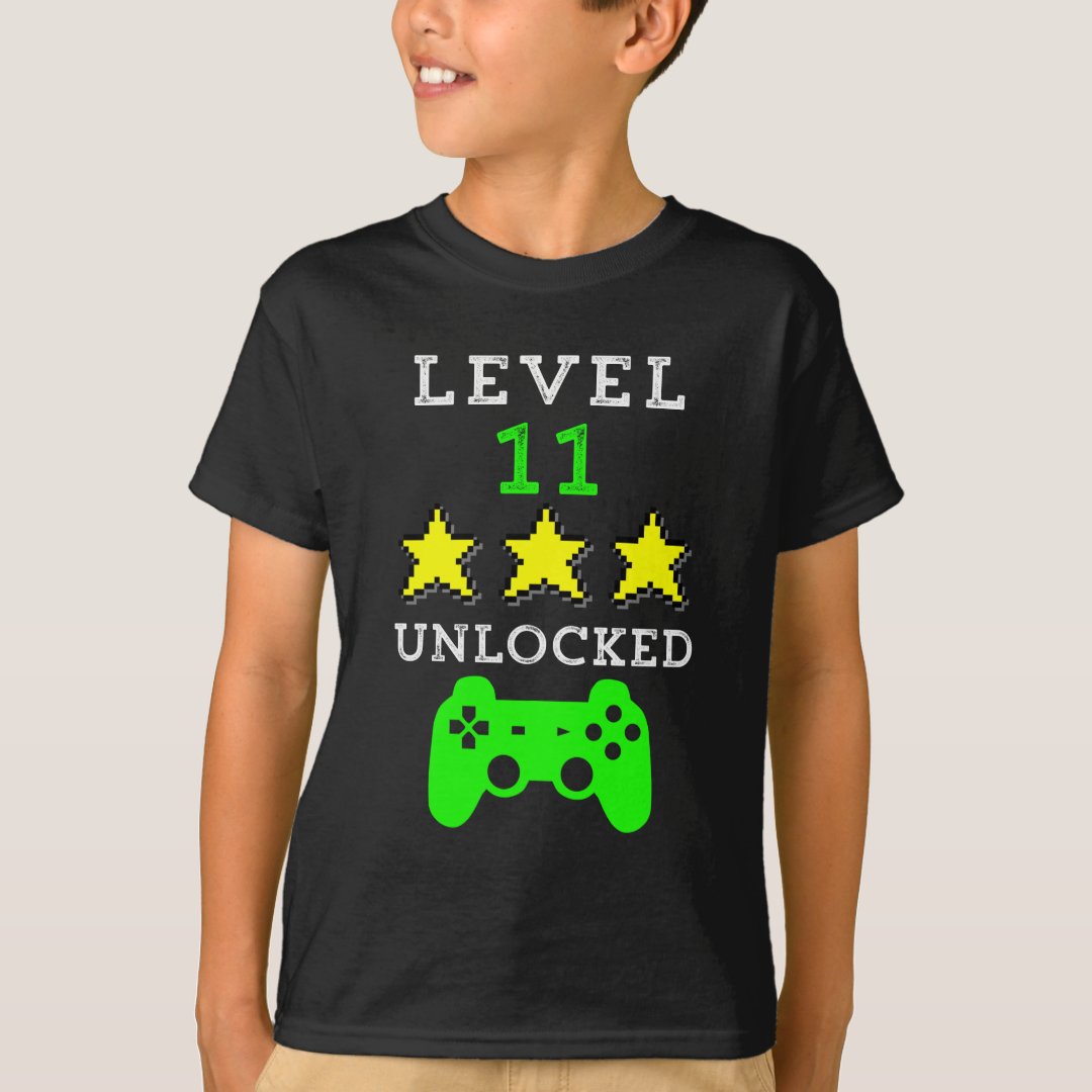 Level 11 unlocked shirt funny birthday boys tshirt | Zazzle