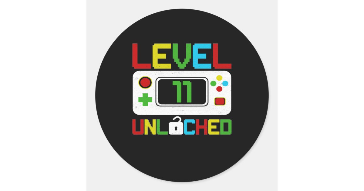 Level 11 Unlocked Video Game 10th Birthday Gift Classic Round Sticker ...