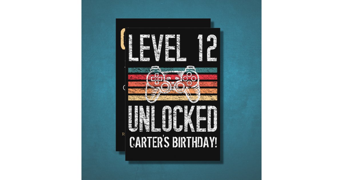 Level 12 Unlocked 12th Birthday Personalized Invitation | Zazzle