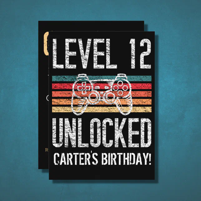 Level 12 Unlocked 12th Birthday Personalized Invitation | Zazzle