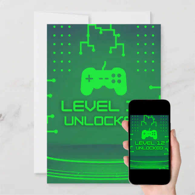 Level 12 Unlocked Gaming 12th Birthday Invitation | Zazzle