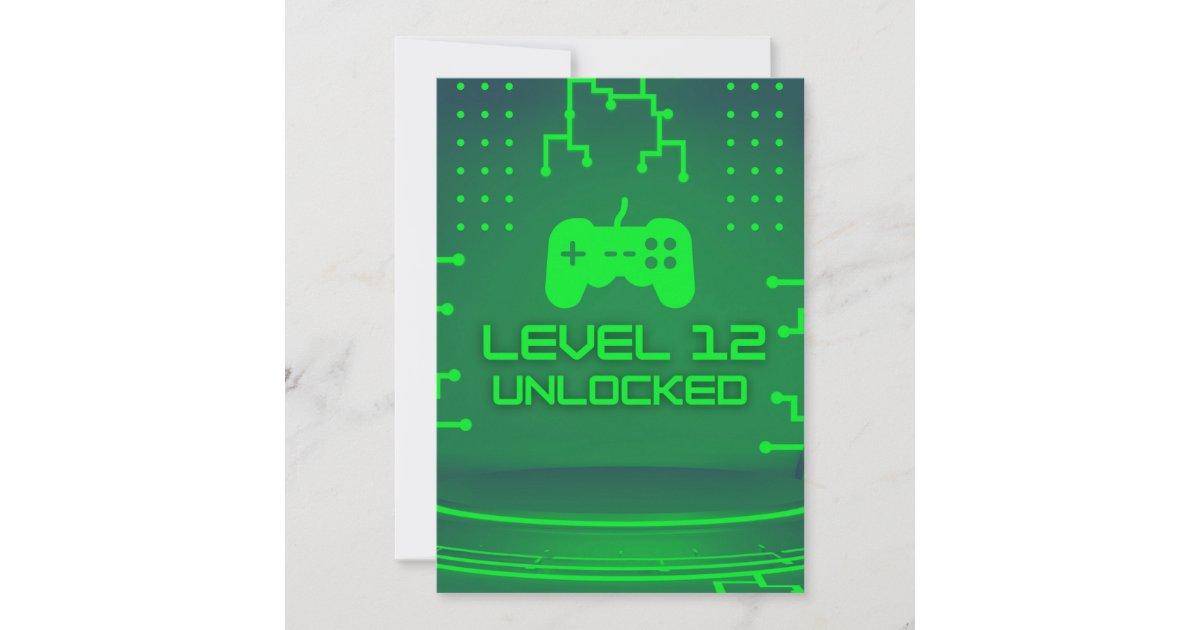 Level 12 Unlocked Gaming 12th Birthday Invitation | Zazzle