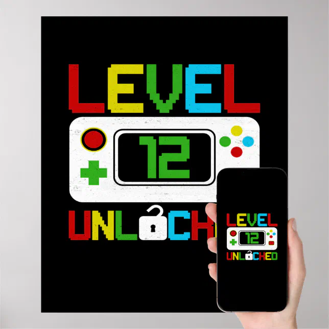 Level 12 Unlocked Video Game 10th Birthday Gift Poster | Zazzle