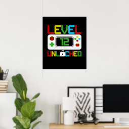 Level 12 Unlocked Video Game 10th Birthday Gift Poster | Zazzle