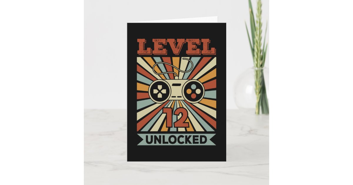 Level 12 Unlocked Video Gamer Birthday Card | Zazzle