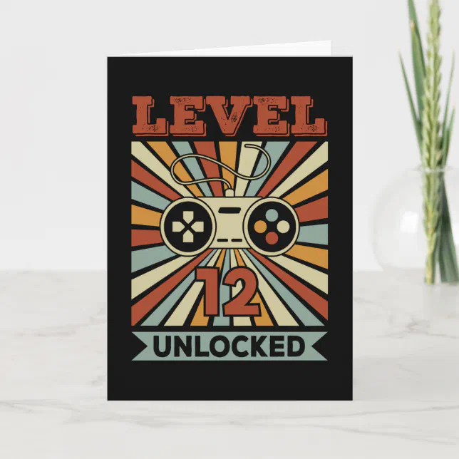 Level 12 Unlocked Video Gamer Birthday Card | Zazzle