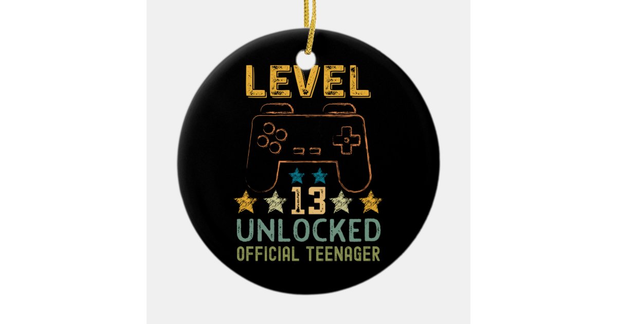 Level 13 unlocked 13th birthday gamers video game ceramic ornament | Zazzle