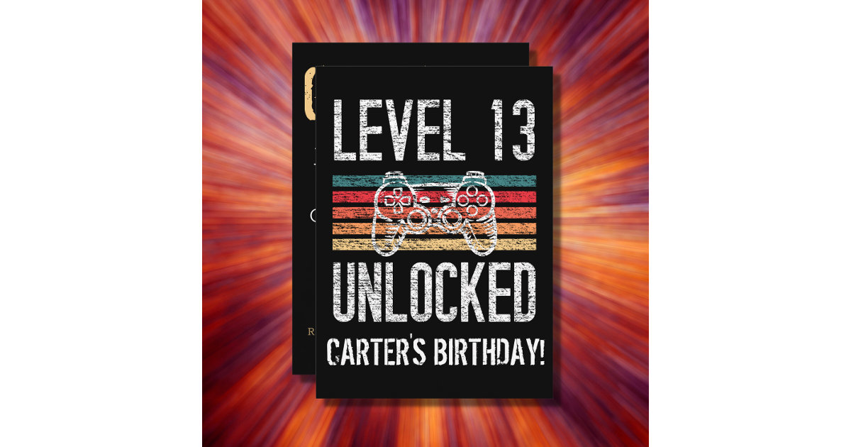 Level 13 Unlocked 13th Birthday Personalized Invitation | Zazzle