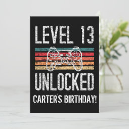Level 13 Unlocked 13th Birthday Personalized Invitation | Zazzle