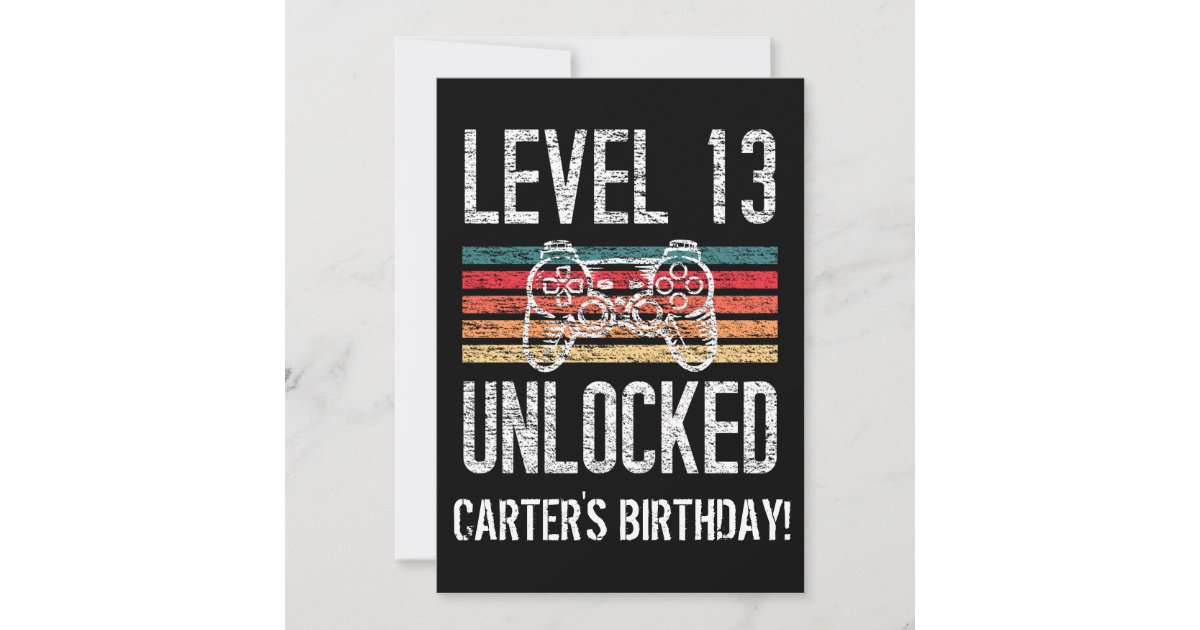 Level 13 Unlocked 13th Birthday Personalized Invitation | Zazzle