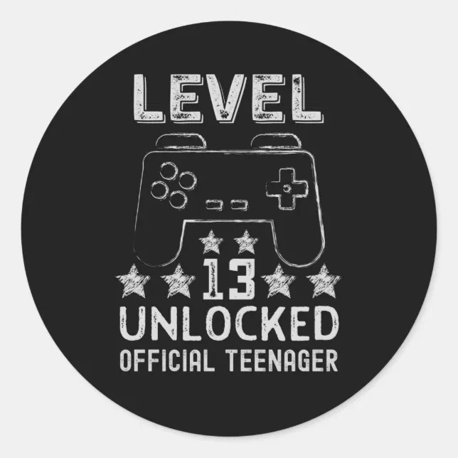 Level 13 unlocked official teenager 13th birthday classic round sticker ...