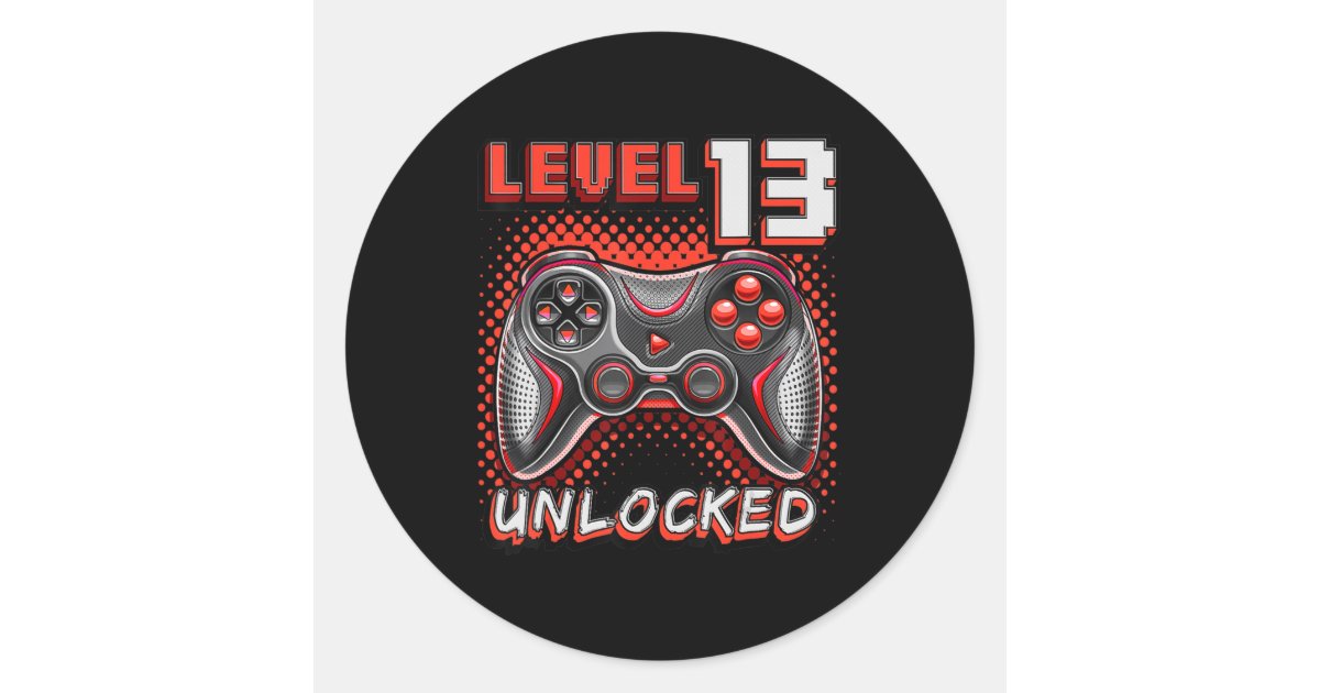 Level 13 Unlocked Video Game 13th Birthday Gamer B Classic Round ...