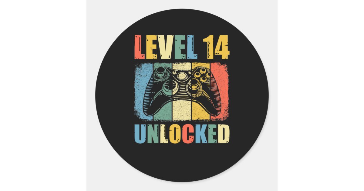 Level 14 unlocked classic round sticker | Zazzle