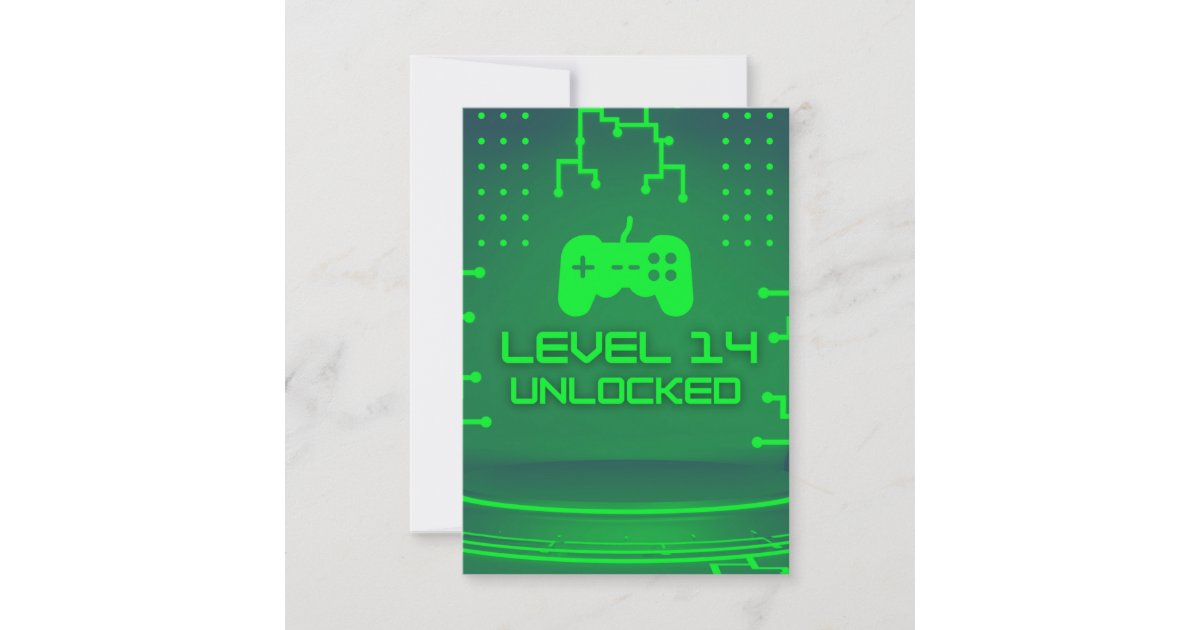 Level 14 Unlocked Gaming 14th Birthday Invitation | Zazzle