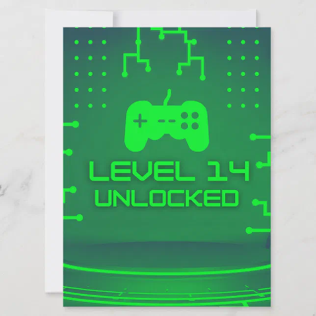 Level 14 Unlocked Gaming 14th Birthday Invitation | Zazzle
